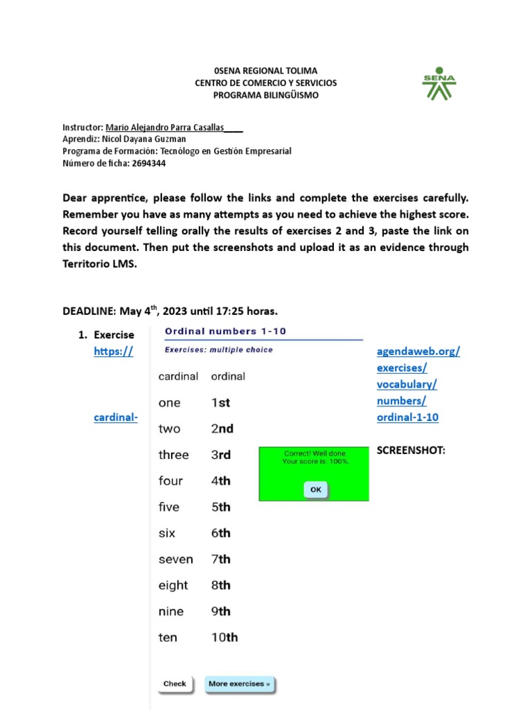 Ordinal Numbers 2 | PDF
