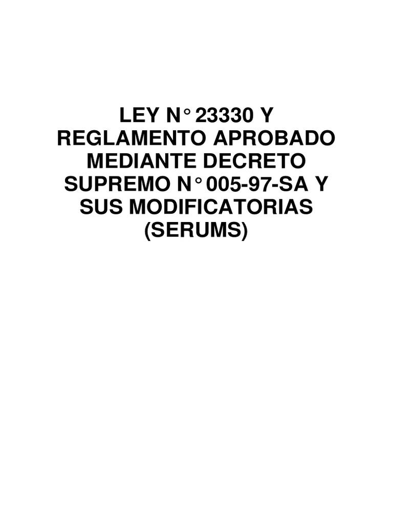 LEY 23330 SERUMS Actualizado A Set 2022 | PDF | Perú | Ministerio ...
