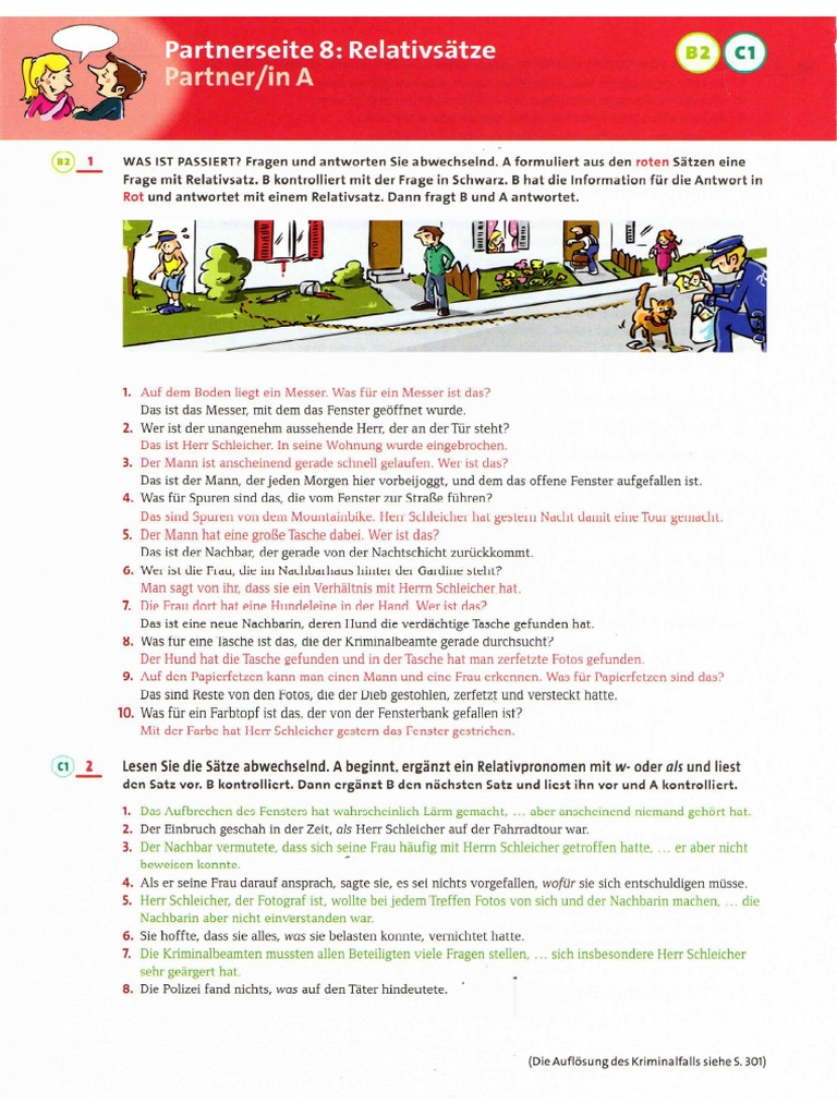 Partnerarbeit Relativsätze A | PDF