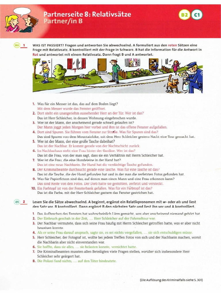 Partnerarbeit Relativsätze B | PDF