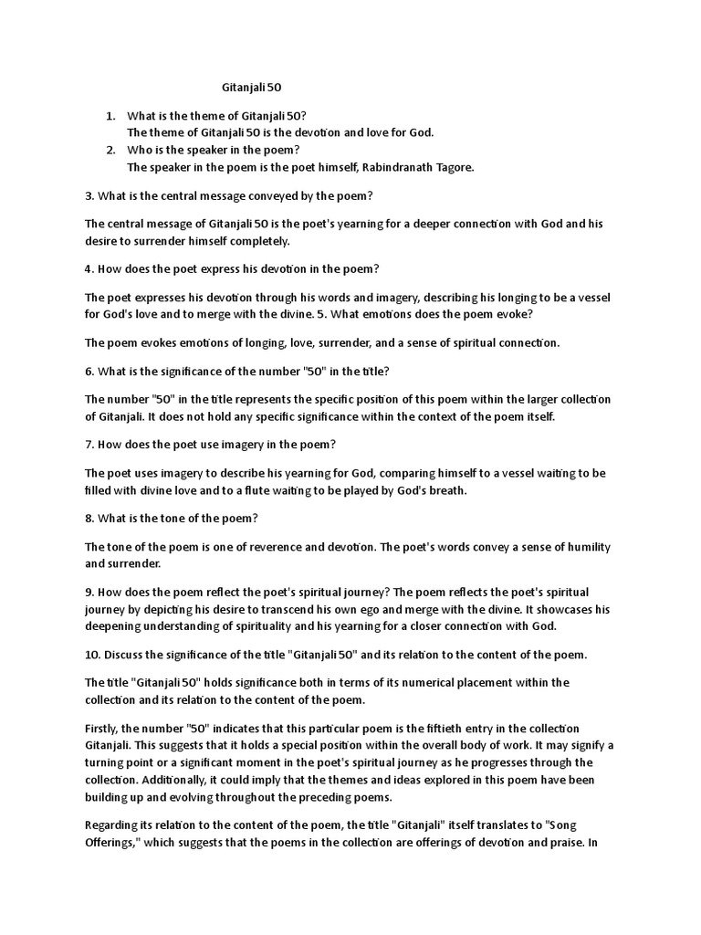 Gitanjali 50 | PDF | Poetry | Love