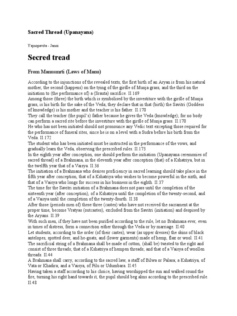 Sacred Thread | PDF | Vedas | Indian Religions