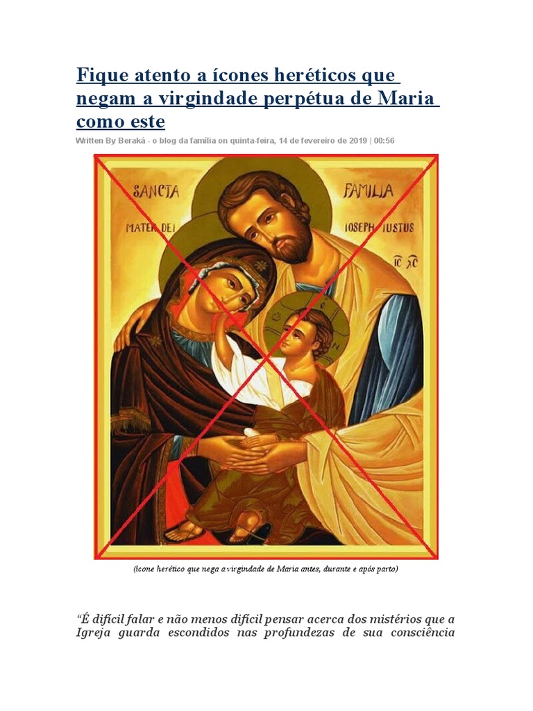 Fique Atento A Ícones Heréticos Que Negam A Virgindade Perpétua de ...