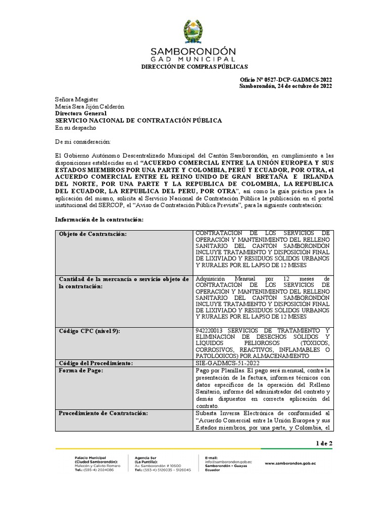 10 Oficio Sercop-Signed | PDF | Residuos | Ecuador