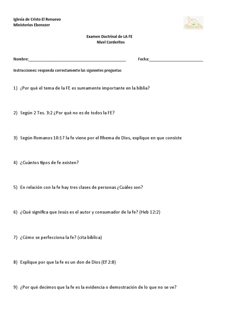 Examen de La Iglesia | PDF | Pecado | eucaristía