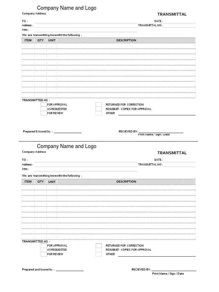 Transmital Template | PDF