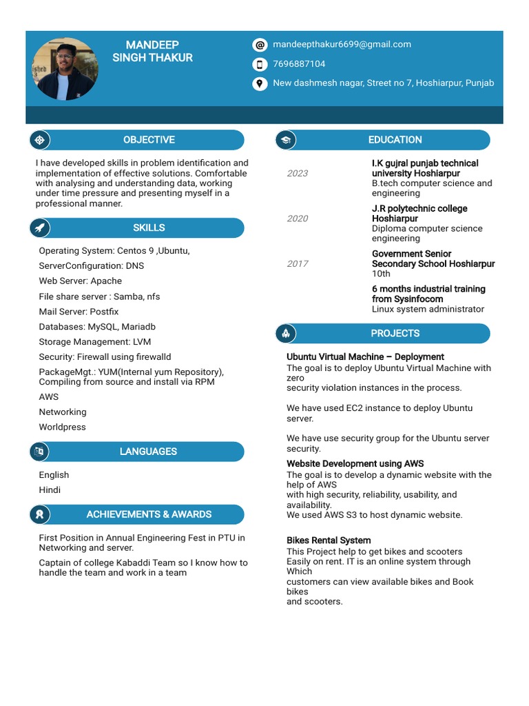 CV Mandeep Thakur | PDF | Web Server | Internet & Web