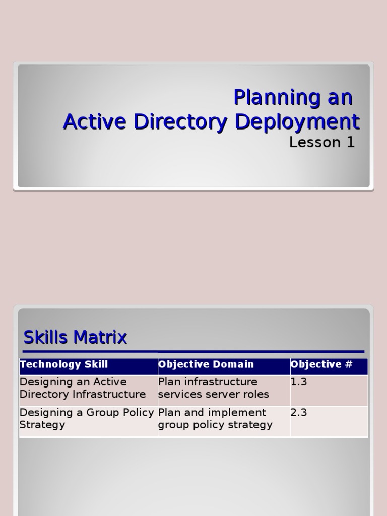 Planning An Active Directory Server Deployment | PDF | Active Directory ...