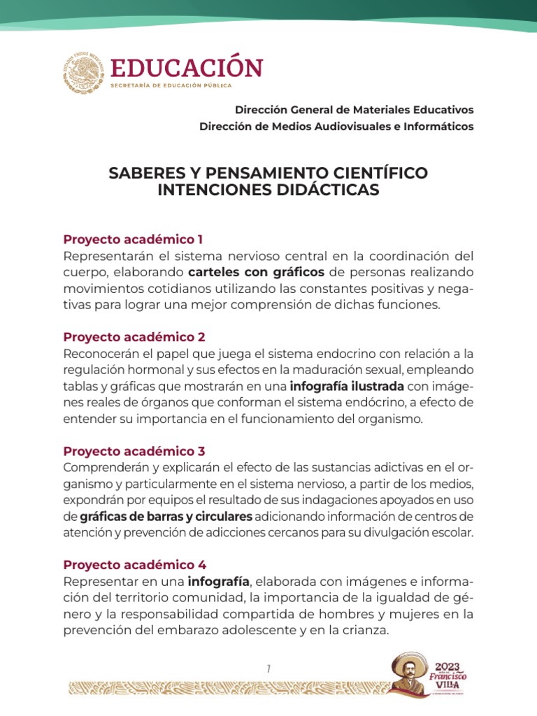 Saberes - Intenciones Didácticas | PDF | Biología Celular) | Virus