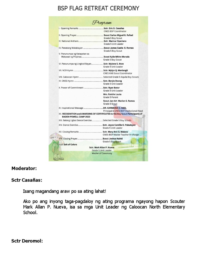 BSP Flag Retreat Ceremony - Script | PDF