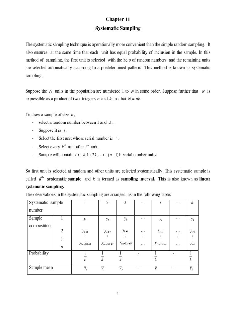 Systematic Sampling Pdf Sampling Statistics Estimator