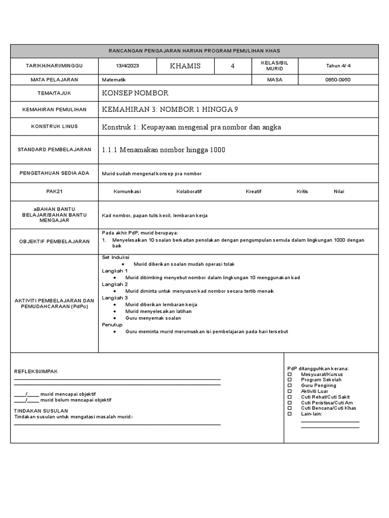 RPH MT Pemulihan | PDF