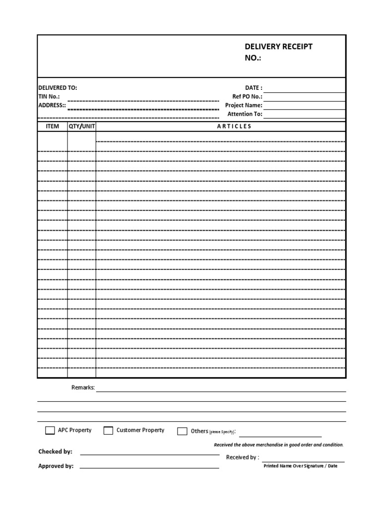 Delivery Receipt Template | PDF