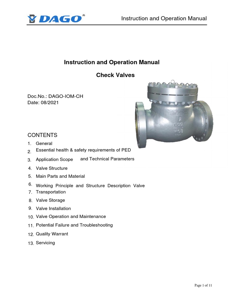 Iom Swing Check Valve | Download Free PDF | Valve | Industrial Processes