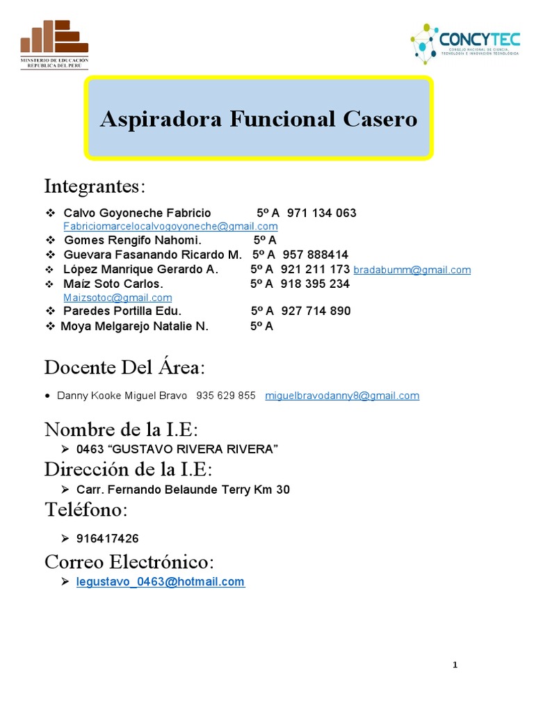 Informe Proyecto de Ciencias | PDF | Aspiradora | Bienes manufacturados