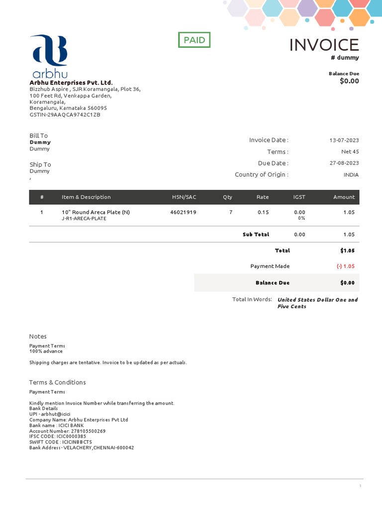 Dummy | Download Free PDF | Invoice | Business