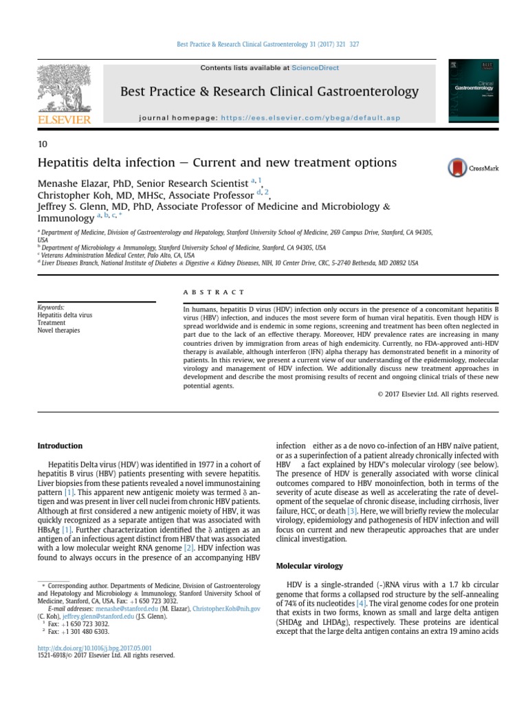 Hepatitis Delta Infection - Current and New Treatment Options | PDF ...