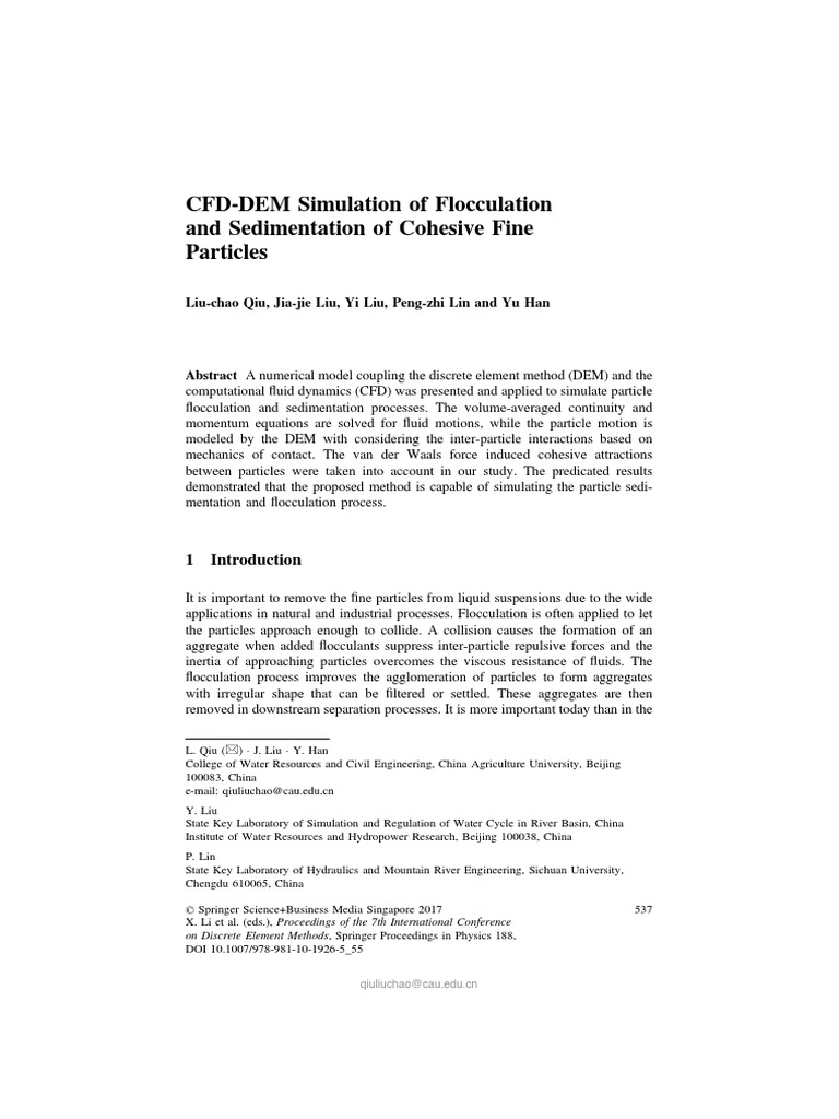 CFD-DEM Simulation of Flocculation | PDF | Particle | Force