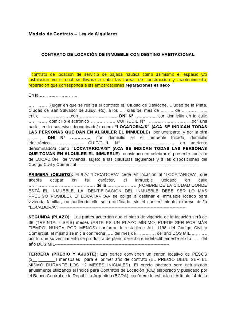Modelo de Contrato de Locacion | PDF | Jurisdicción | Derecho y economía