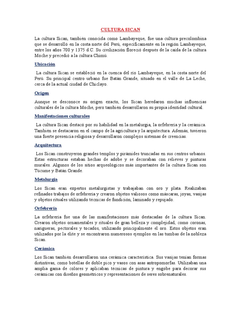 Cultura Sican | PDF