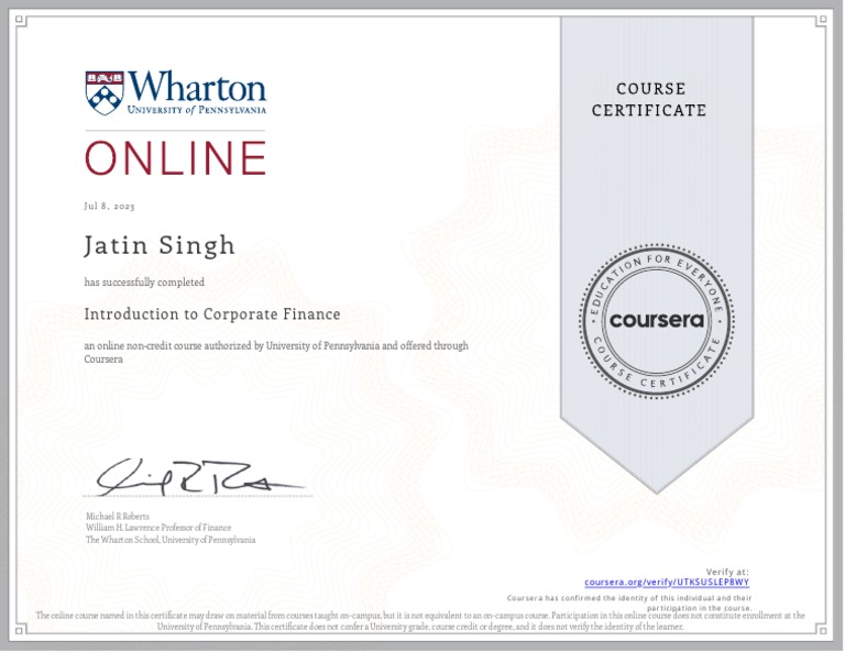 Coursera Certificate | PDF