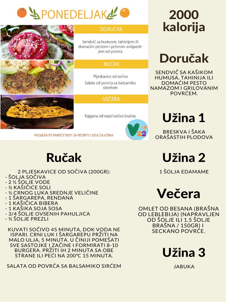 Jelovnik 2000 Kalorija | PDF