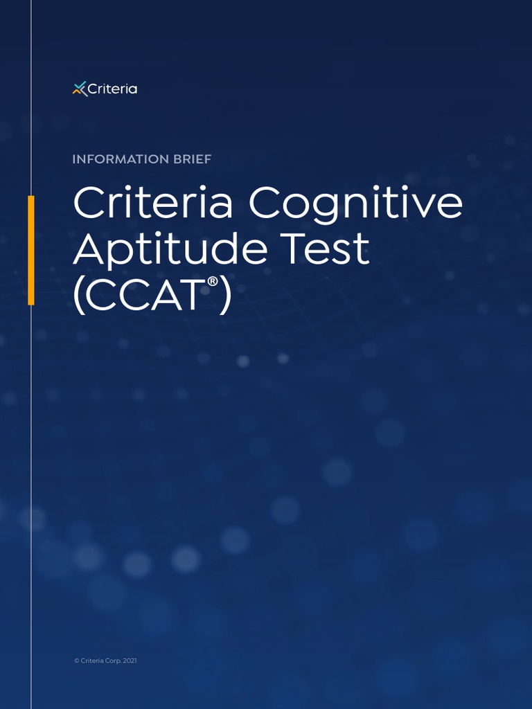 CriteriaAPAC InfoBrief CCAT | PDF | Validity (Statistics) | Intelligence
