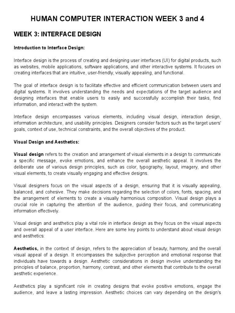 HUMAN COMPUTER INTERACTION WEEK 3 and 4 | PDF | User Interface Design | Accessibility