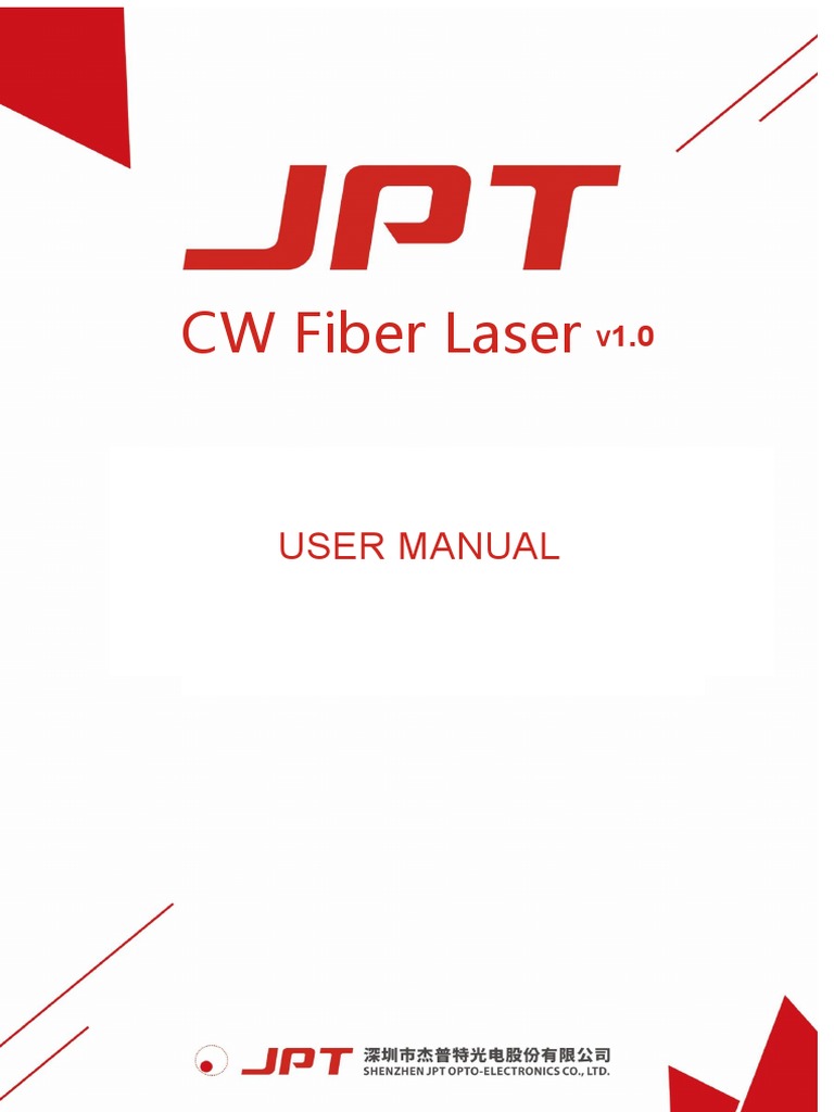 CW Fiber Laser: User Manual | PDF | Laser | Optical Fiber