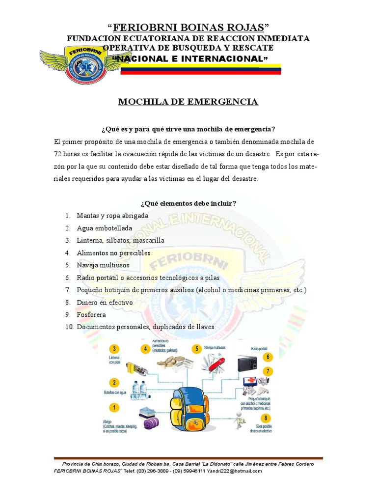 Mochila de Emergencia | PDF