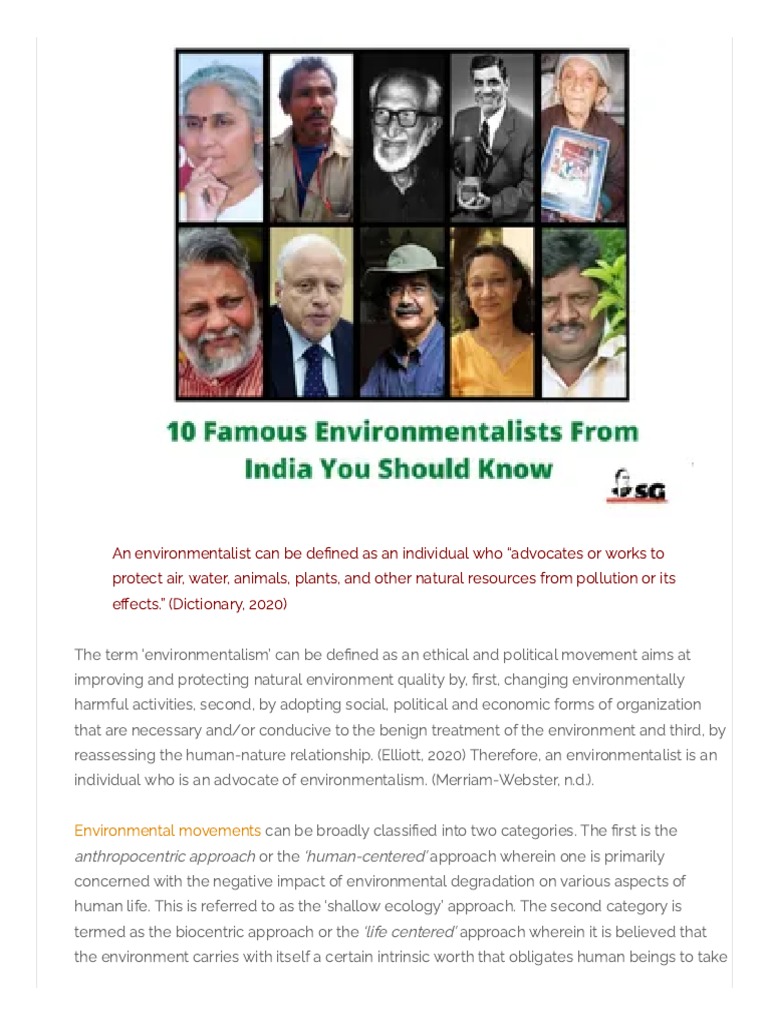 Top 10 Indian Environmentalists | PDF | Environmentalism | Natural ...