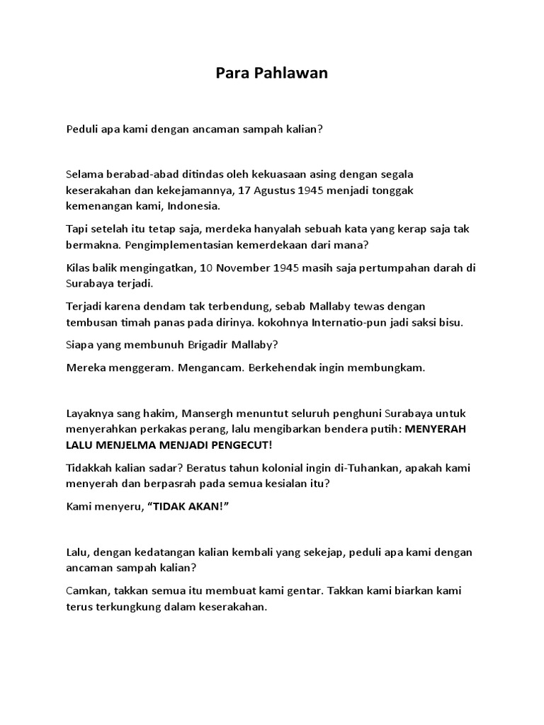 Monolog para Pahlawan | PDF | Puisi