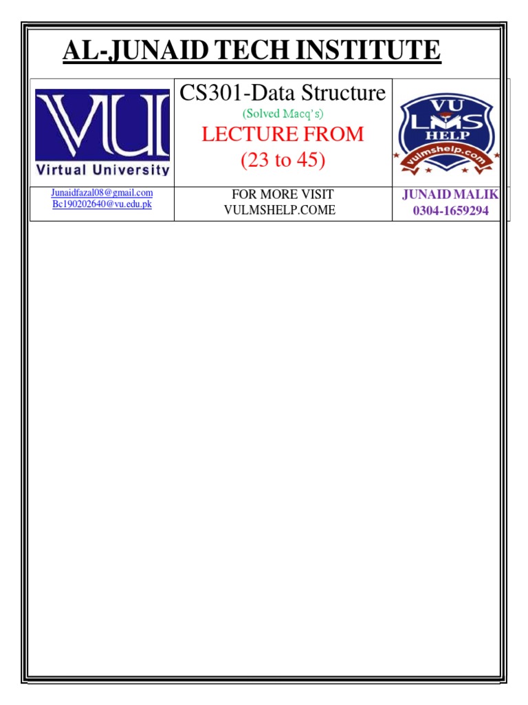Cs301 Solved Mcqs Final Term by Junaid | PDF | Mathematical Logic ... Cs301 Solved Mcqs Final Term by Junaid | PDF | Mathematical Logic ...