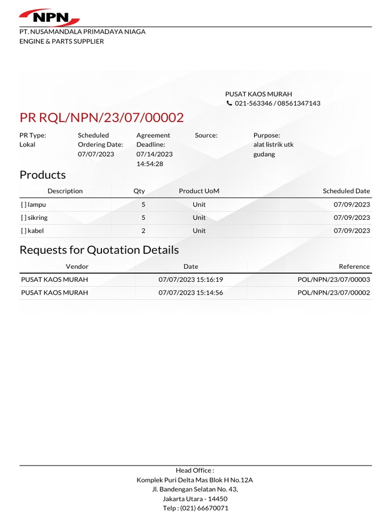 Electrical Supplies Order Form | PDF
