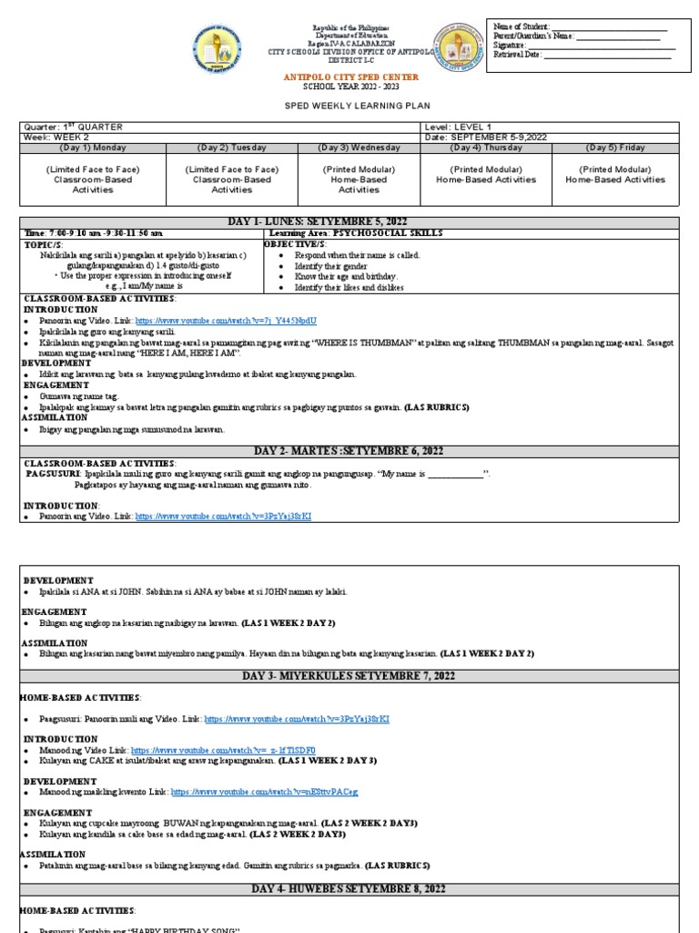 WLP Week 2 2022 2023 | PDF