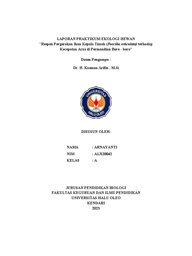 Respon Ikan Kepala Timah Terhadap Arus | PDF | Sains & Matematika
