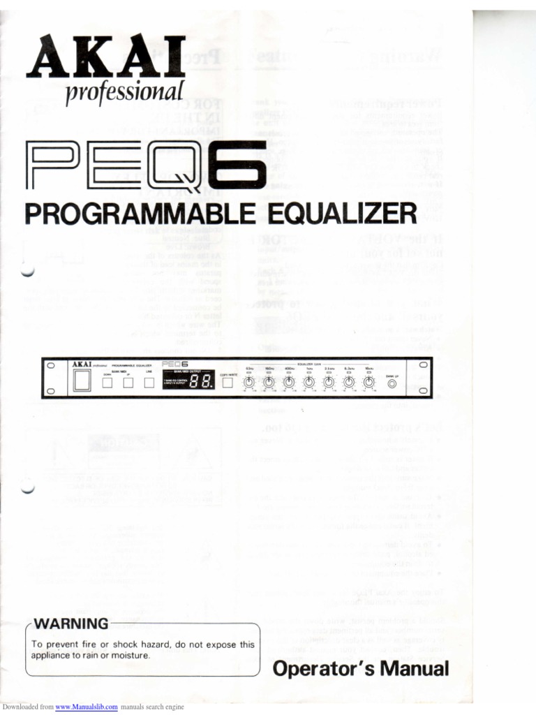 AKAI PEQG - Programmable Equalizer | PDF | Components | Electrical Engineering