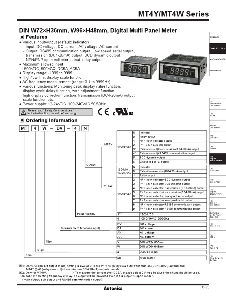 Autonics Mt4w-Da-4n | PDF | Electrical Connector | Bipolar Junction ...