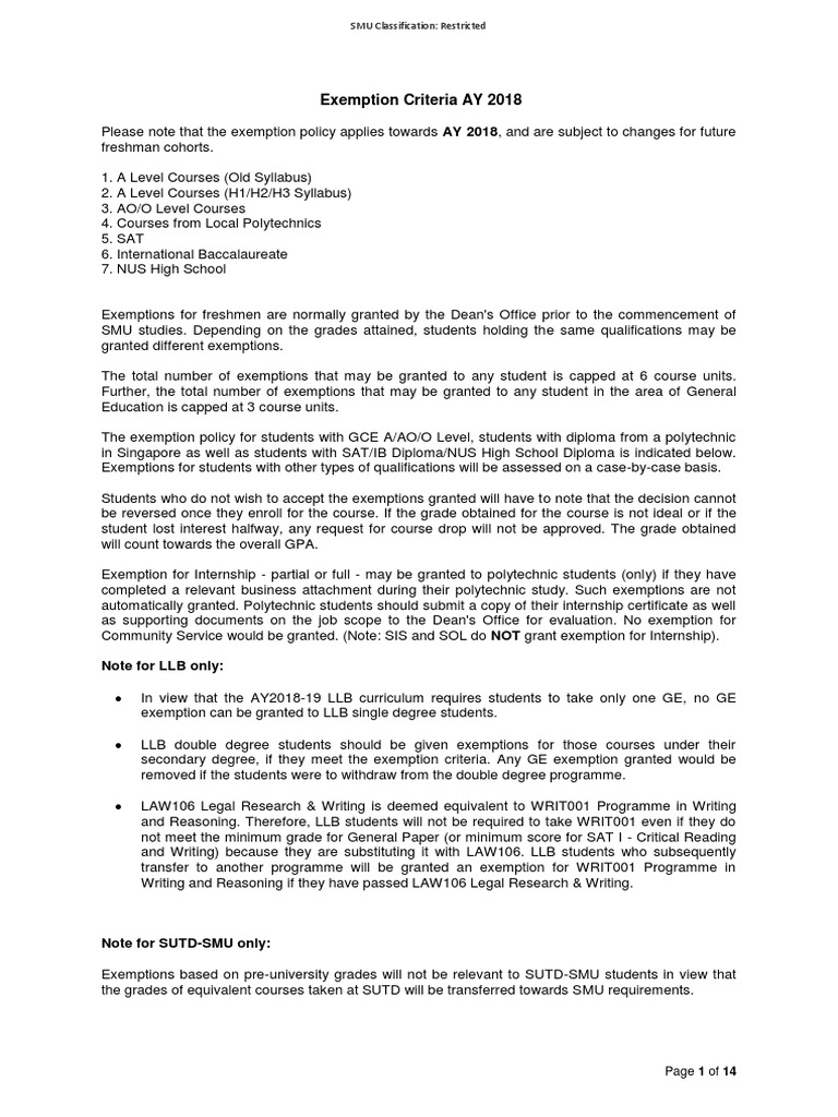 SMU Exemptions 2018 | PDF | Analytics