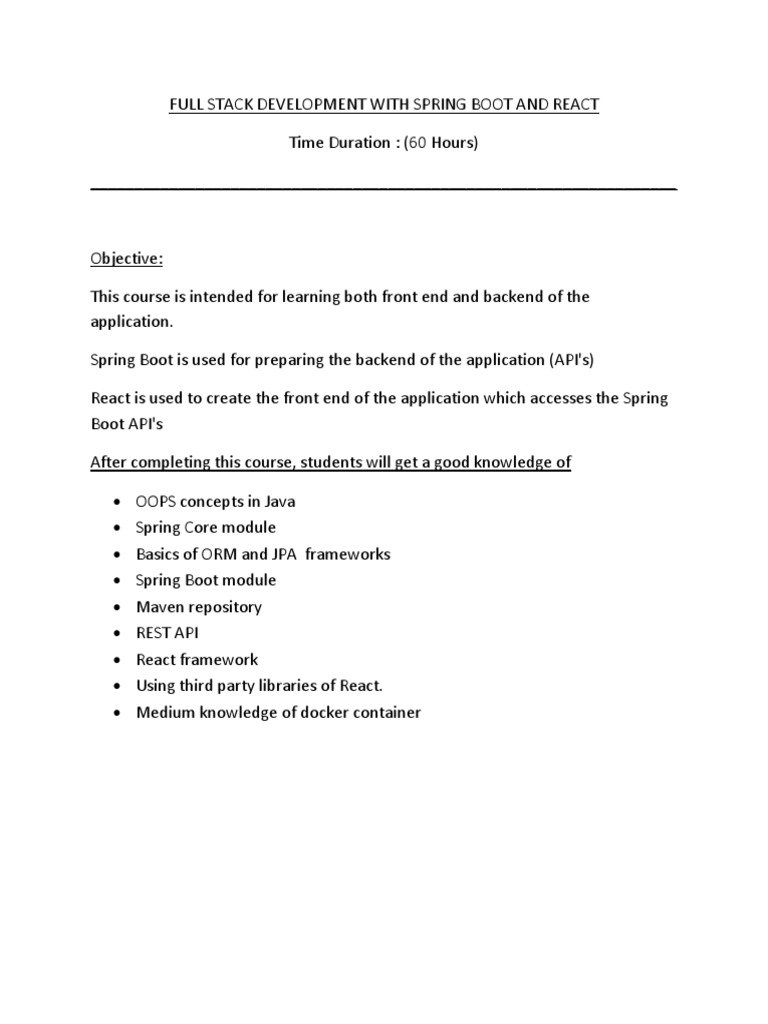Full Stack Development With Spring Boot and React | Download Free PDF ...