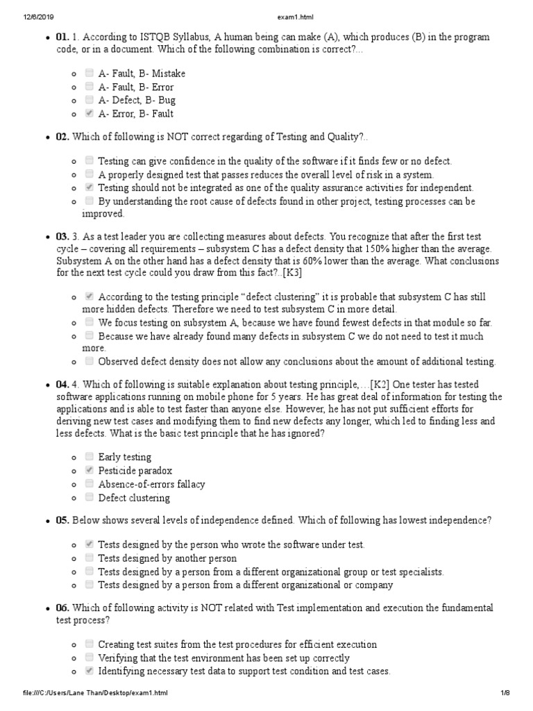 Exam 1 Pdf Software Testing Computing