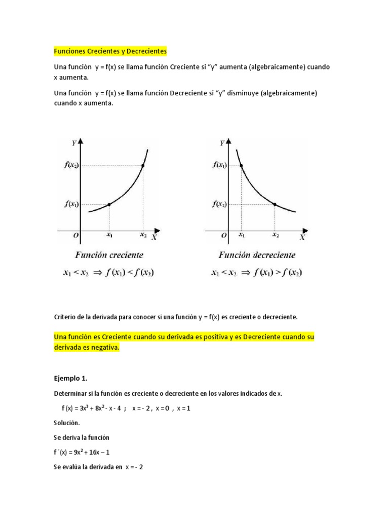 F. Crecientes o Decrecientes | PDF | Derivado | Matemáticas