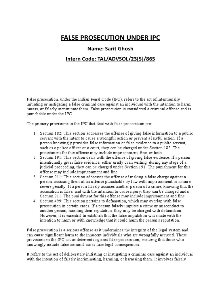 False Prosecution Under IPC Explained | PDF | Prosecutor | Defamation
