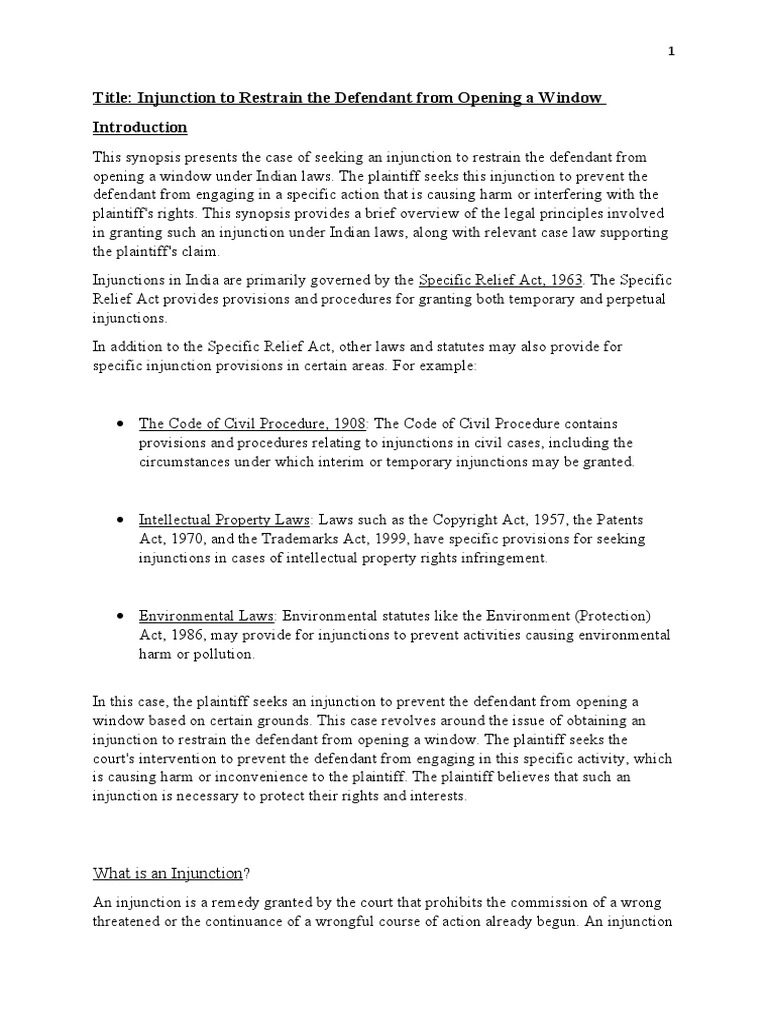 Legal Guide to Injunctions in India | PDF | Injunction | Lawsuit