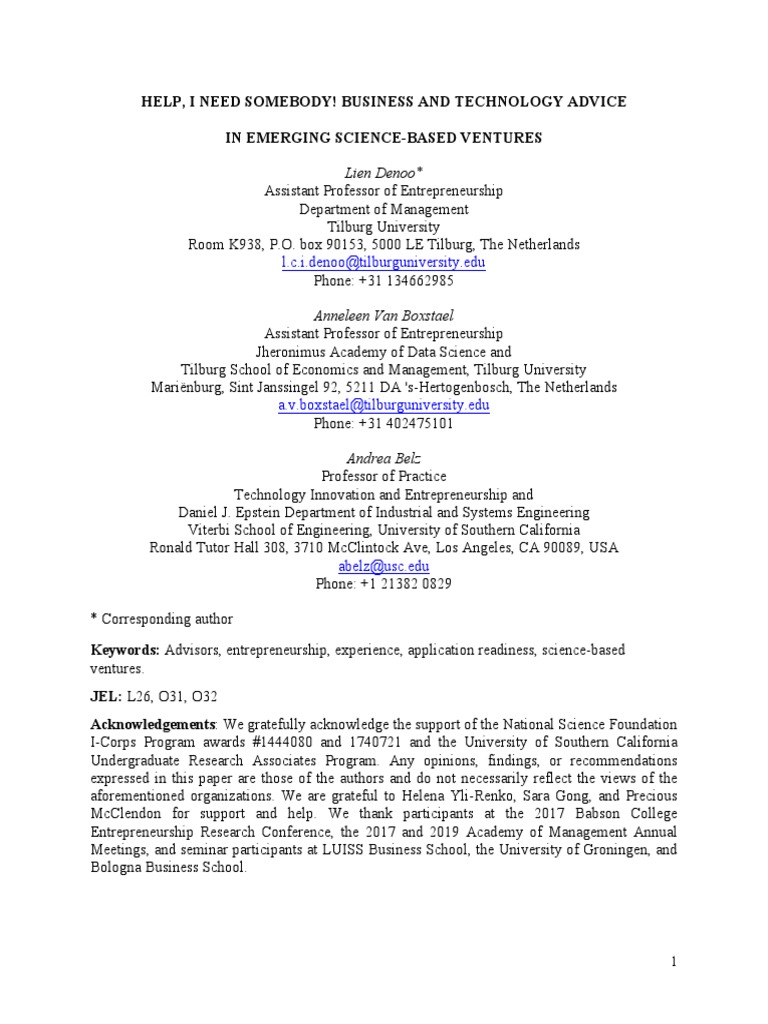 Denoo Et Al | PDF | Entrepreneurship | Hypothesis