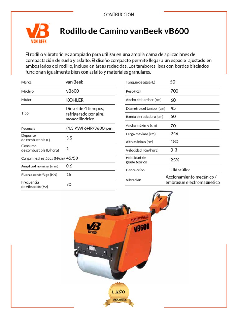 Ficha Rodillo de Camino vB600 | PDF | Tecnología e ingeniería