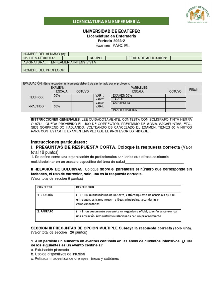 FORMATO para Elaboración de Examen | PDF