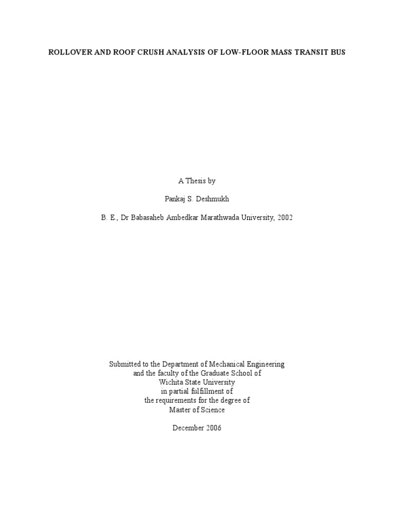 Rollover Safety Analysis of Transit Buses | PDF | Traffic Collision ...