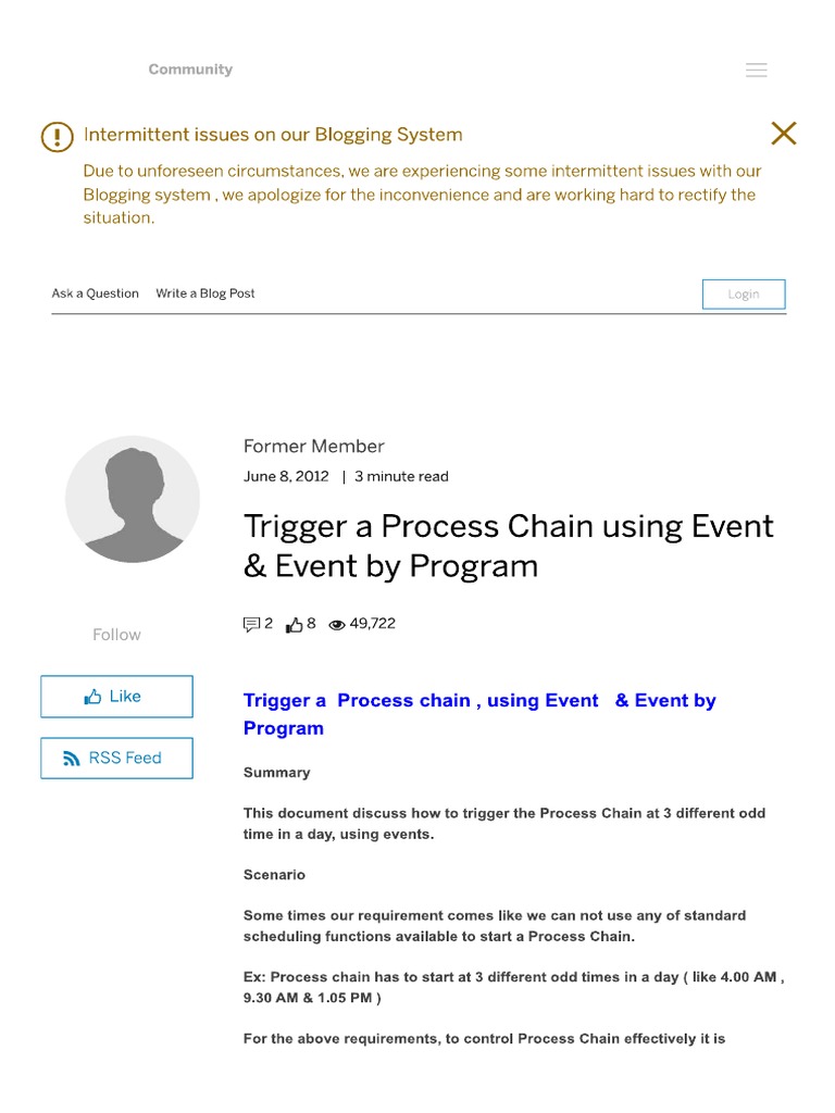 SAP BW-Trigger a Process Chain using Event & Event by Program | PDF