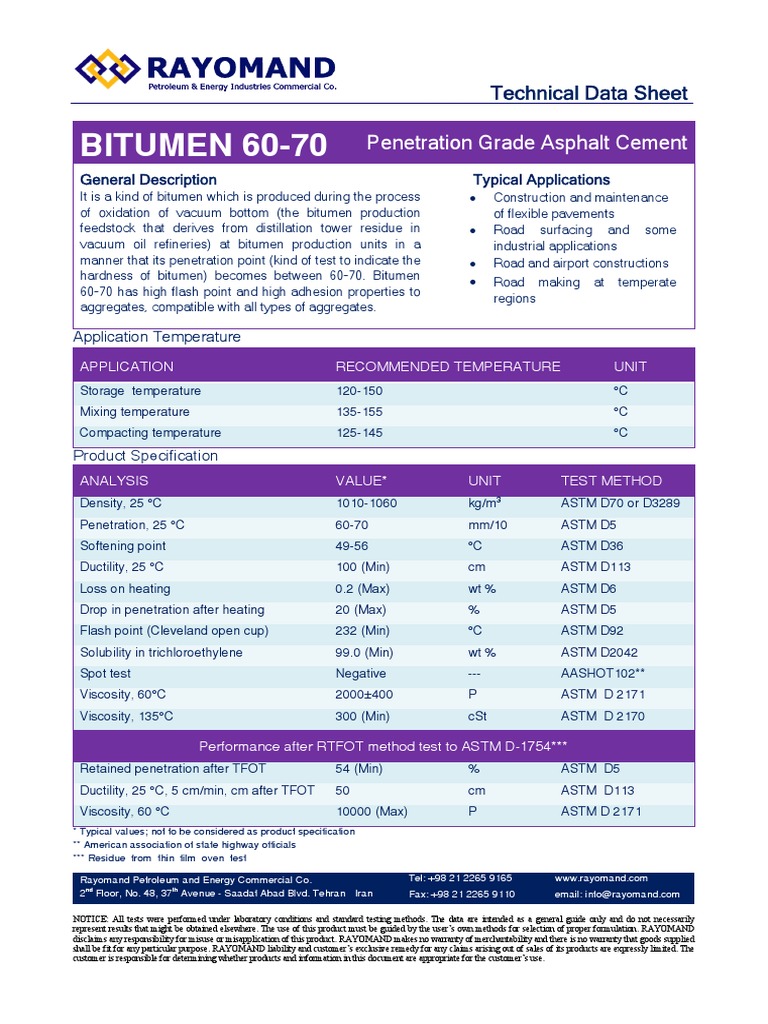 Rayomand Bitumen 60 70 | PDF | Road Surface | Building Engineering